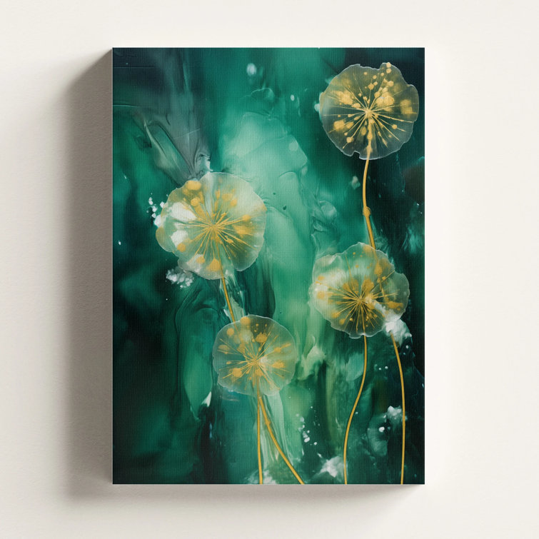 Mercer41 Gold Dandelion Wall Art | Abstract Floral Canvas Print | Wayfair.co.uk